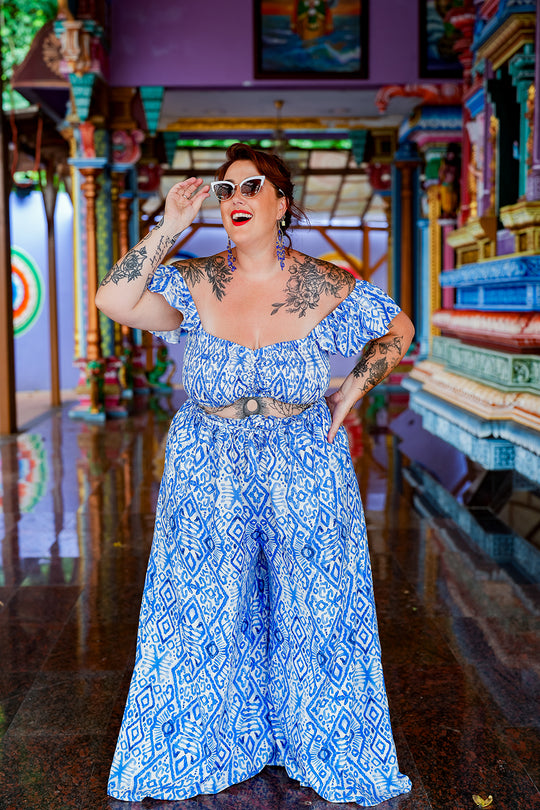 Lexi Crop Top - Abstract Blue – Jinx the Label